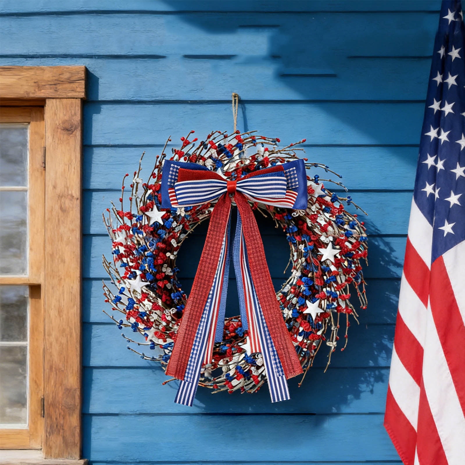 Aff*ordable！Independence Day Red Striped Bow Hair Clip Patriotic Ribbon ...
