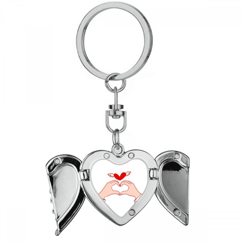 Affection Fraternity Compassion Hand Motion Heart Angel Wing Key Chain ...