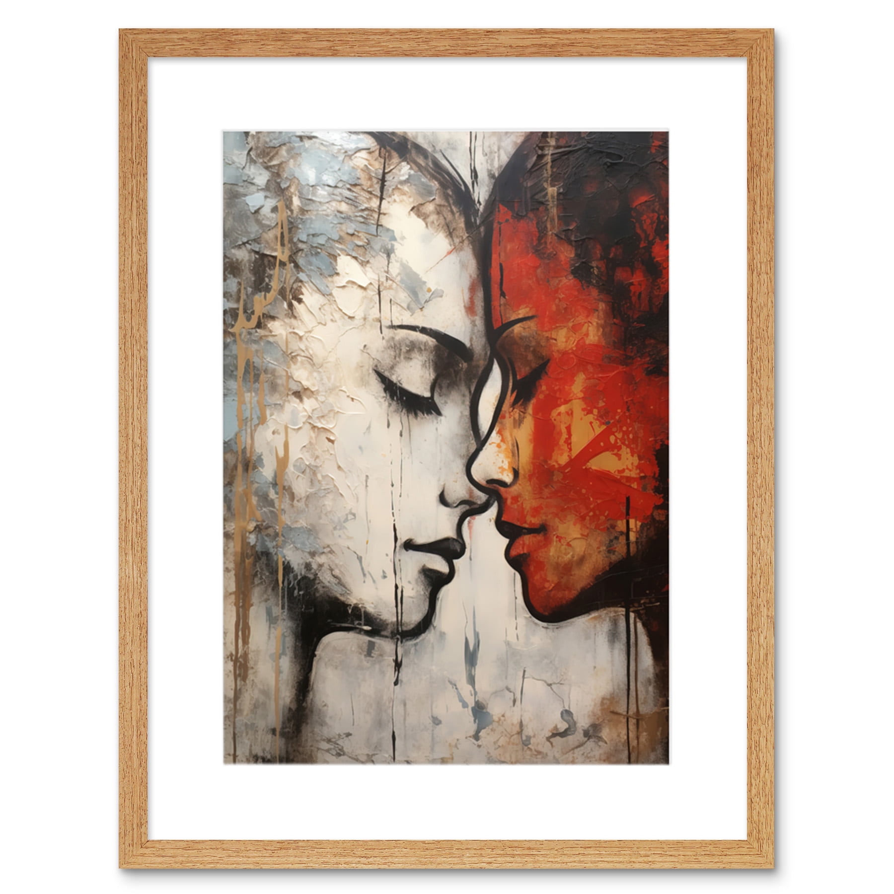 Affection Thick Paint Oil Painting Red Bold Blue Gay Lovers Emotional ...