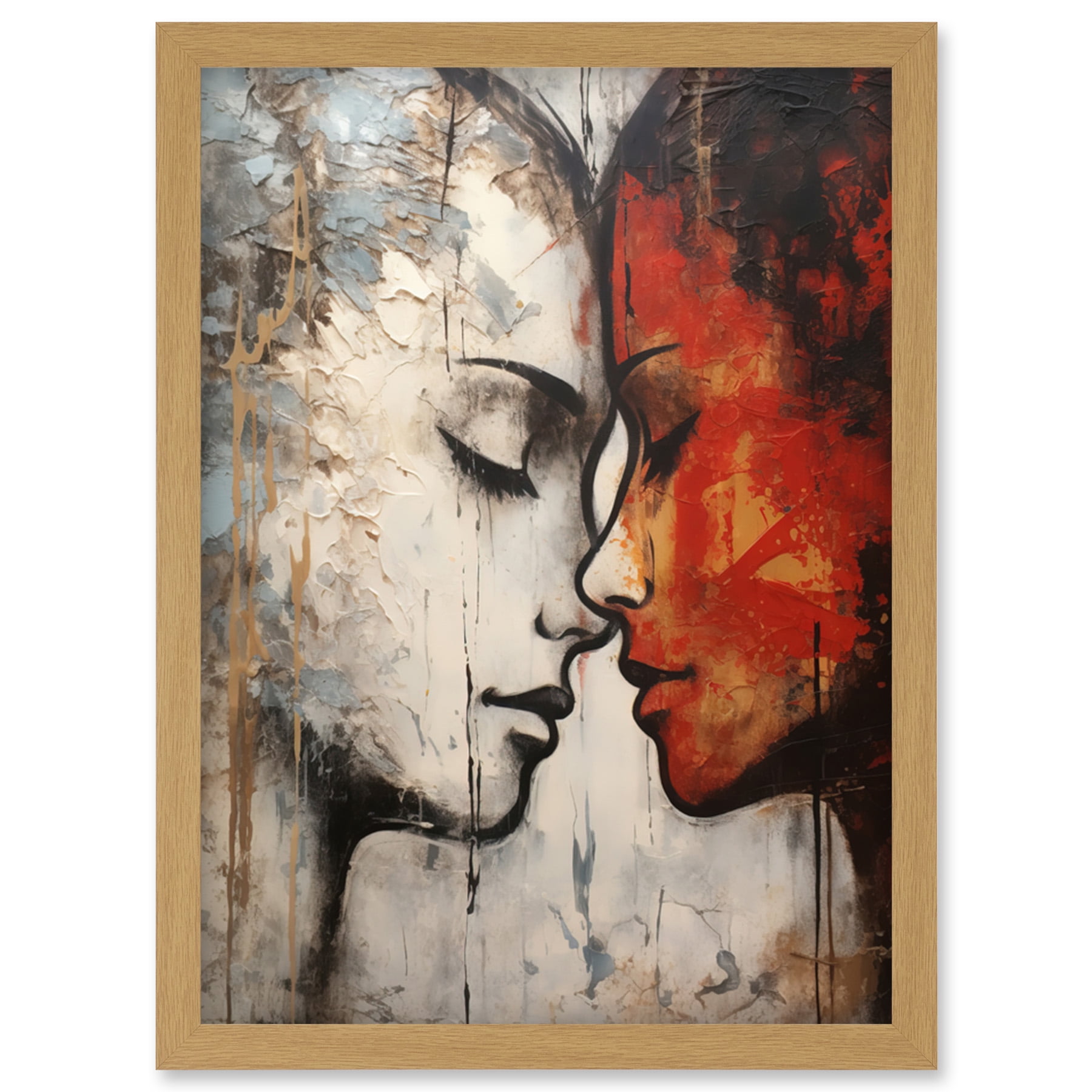 Affection Thick Paint Oil Painting Red Bold Blue Gay Lovers Emotional ...