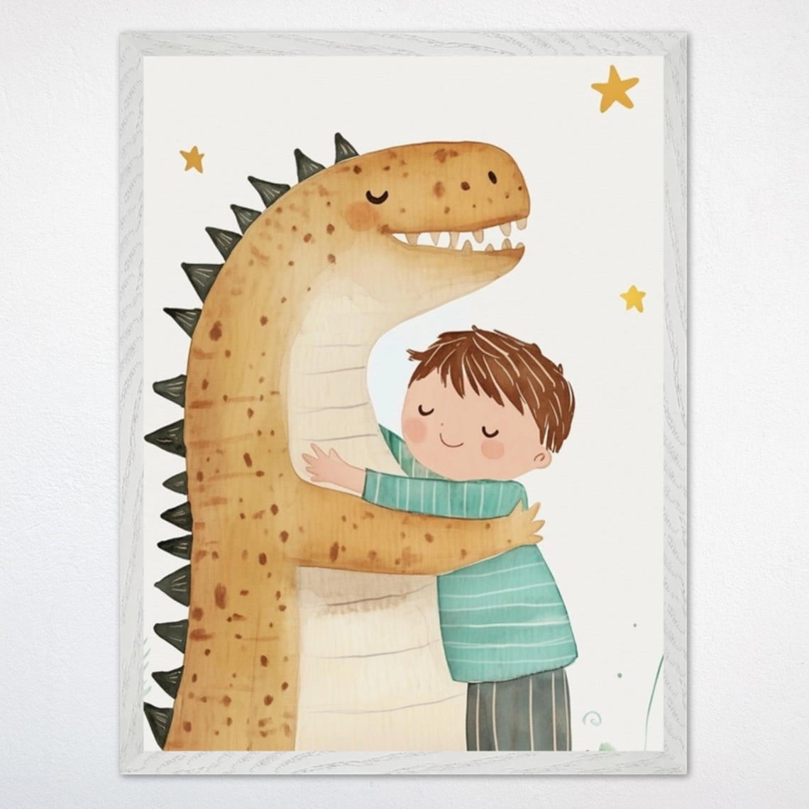 Affectionate Dinosaur Nursery Wall Art, Playful Kids Room, Gender ...