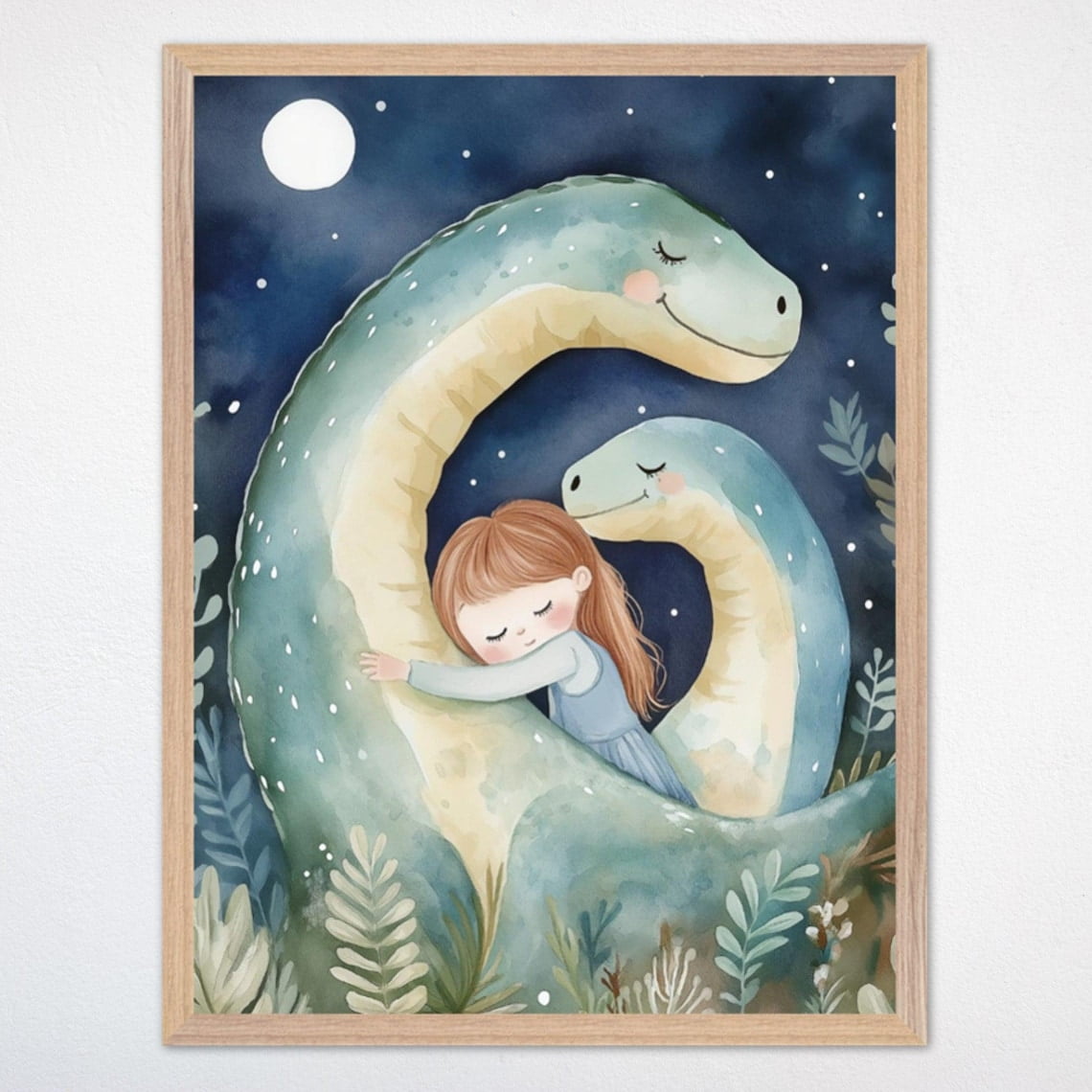 Affectionate Dinosaur Nursery Wall Art, Sweet Dino Hug Poster For ...