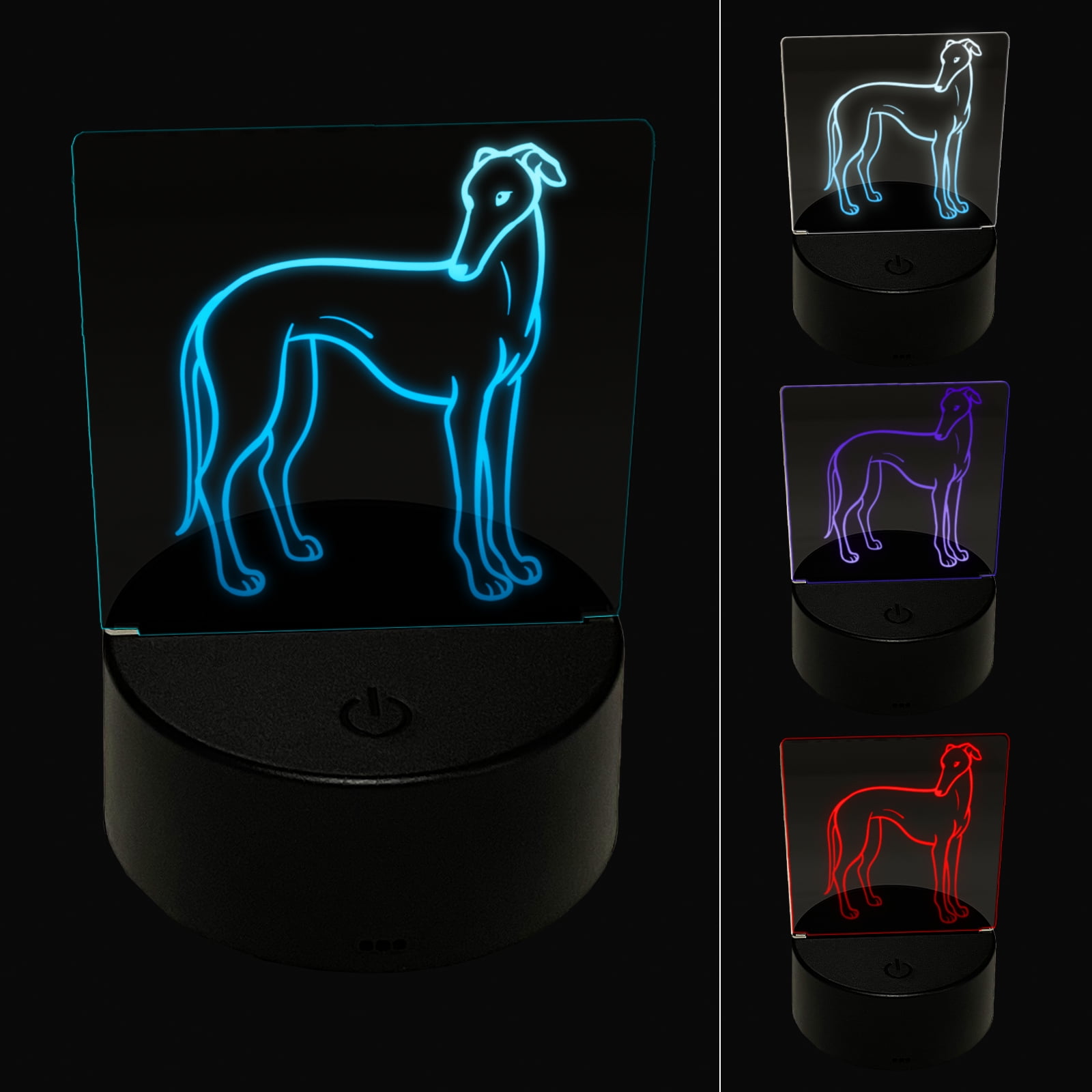 Affectionate Greyhound Pet Dog LED Night Light Sign 3D Illusion Desk ...