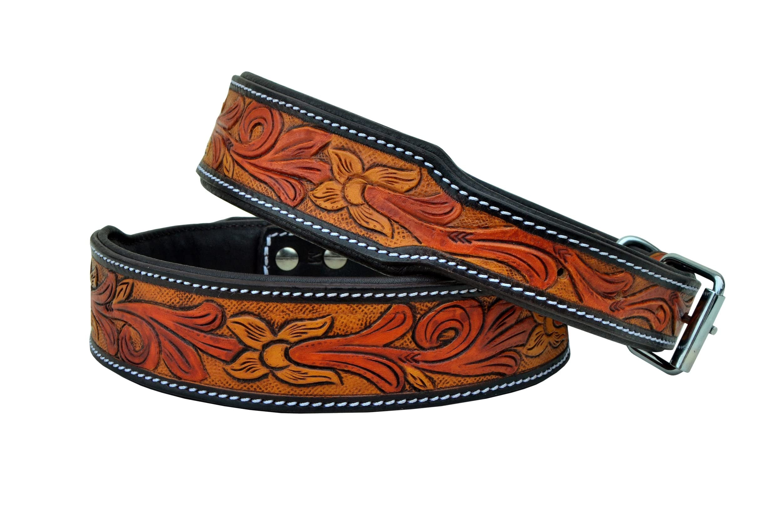 Affilare Leather Dog Collar Western Style Heavy Duty Hand Tooled ...
