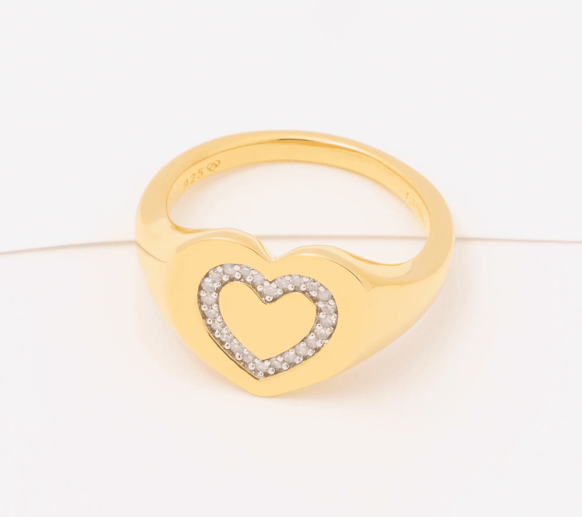 Affinity Sterling Silver Gold Clad Heart Signet Ring, Size 8 - Walmart.com
