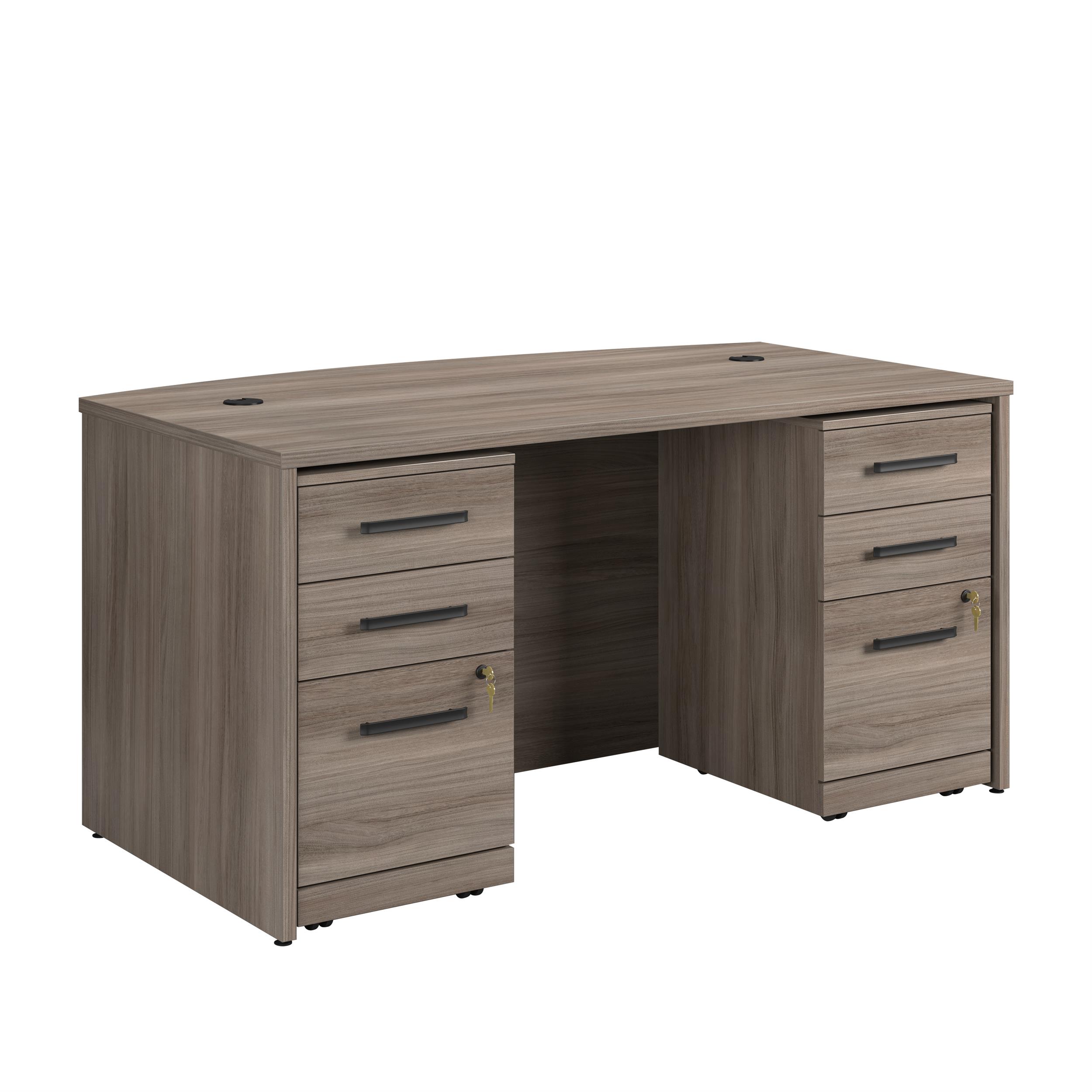Affirm 60 inch Bow Desk 6 Drawer Ped in a Hudson Elm Finish - Walmart.com