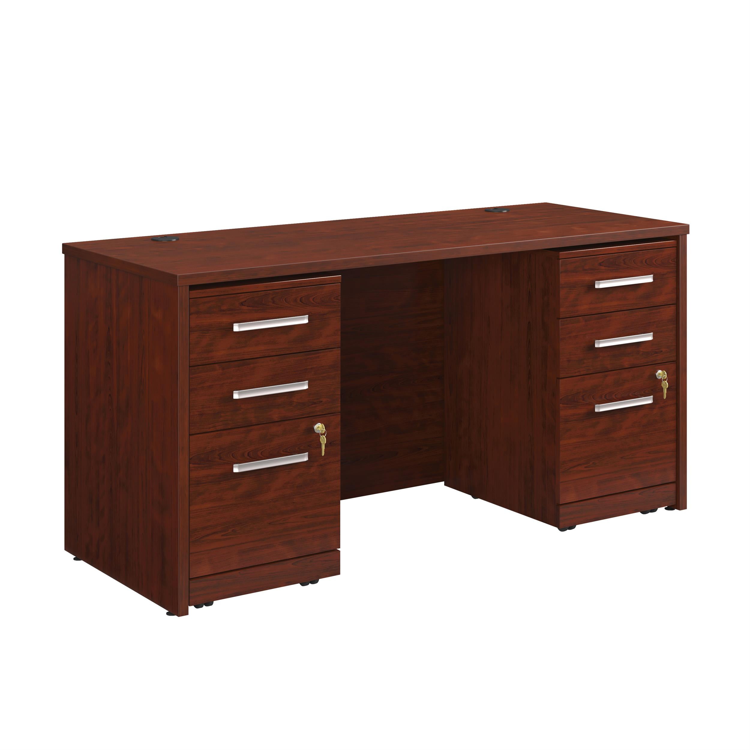 Affirm 60 inch Desk 3 Drawer Ped in a Classic Cherry Finish - Walmart.com