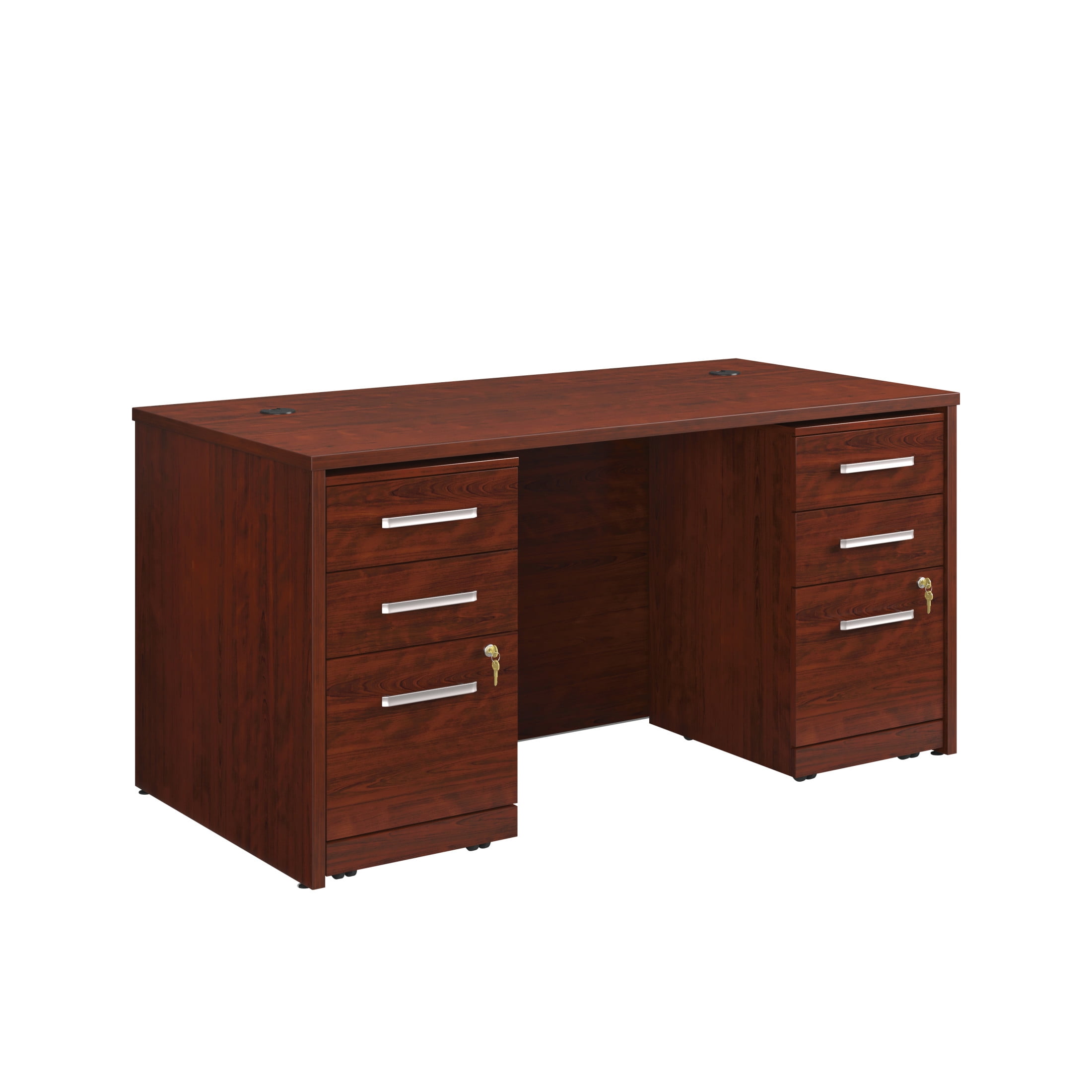Affirm 60 inch Desk 6 Drawer Ped in a Classic Cherry Finish - Walmart.com