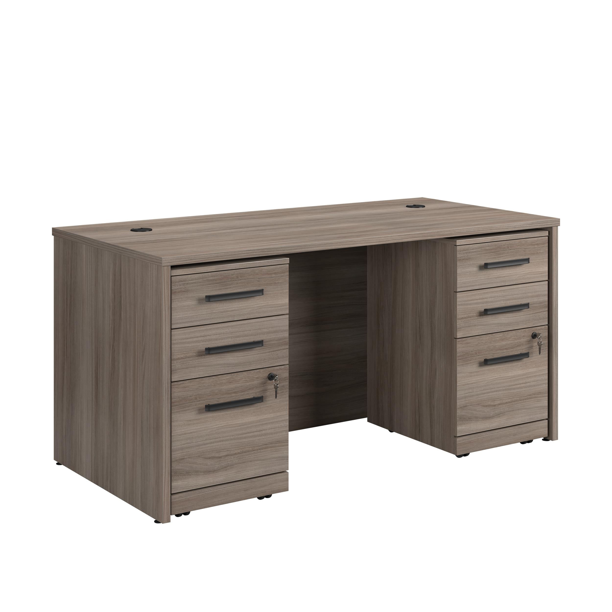 Affirm 60" x 30" Desk and (2) 3 Drawer Peds in a Hudson Elm finish ...