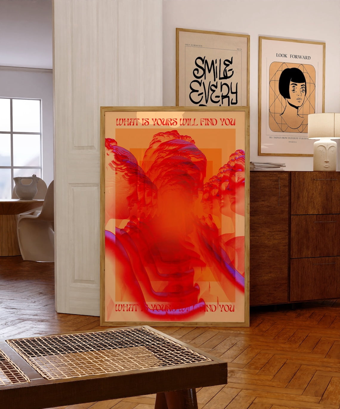 Affirmation 70s Red Trendy Hippie Vintage Psychedelic Art, Unframed ...