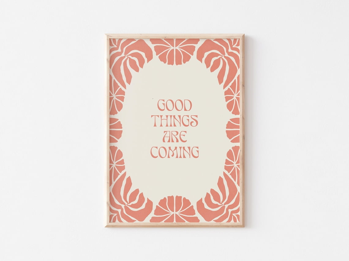 Affirmation Art Print, Manifestation Wall Art, Red Retro Wall Decor ...