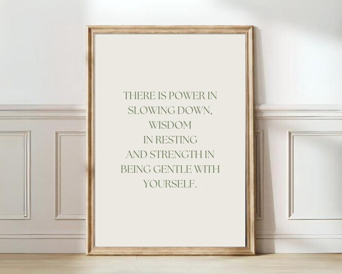 Affirmation Be Kind New Year Motivational Green Zen Wall Art Unframed ...