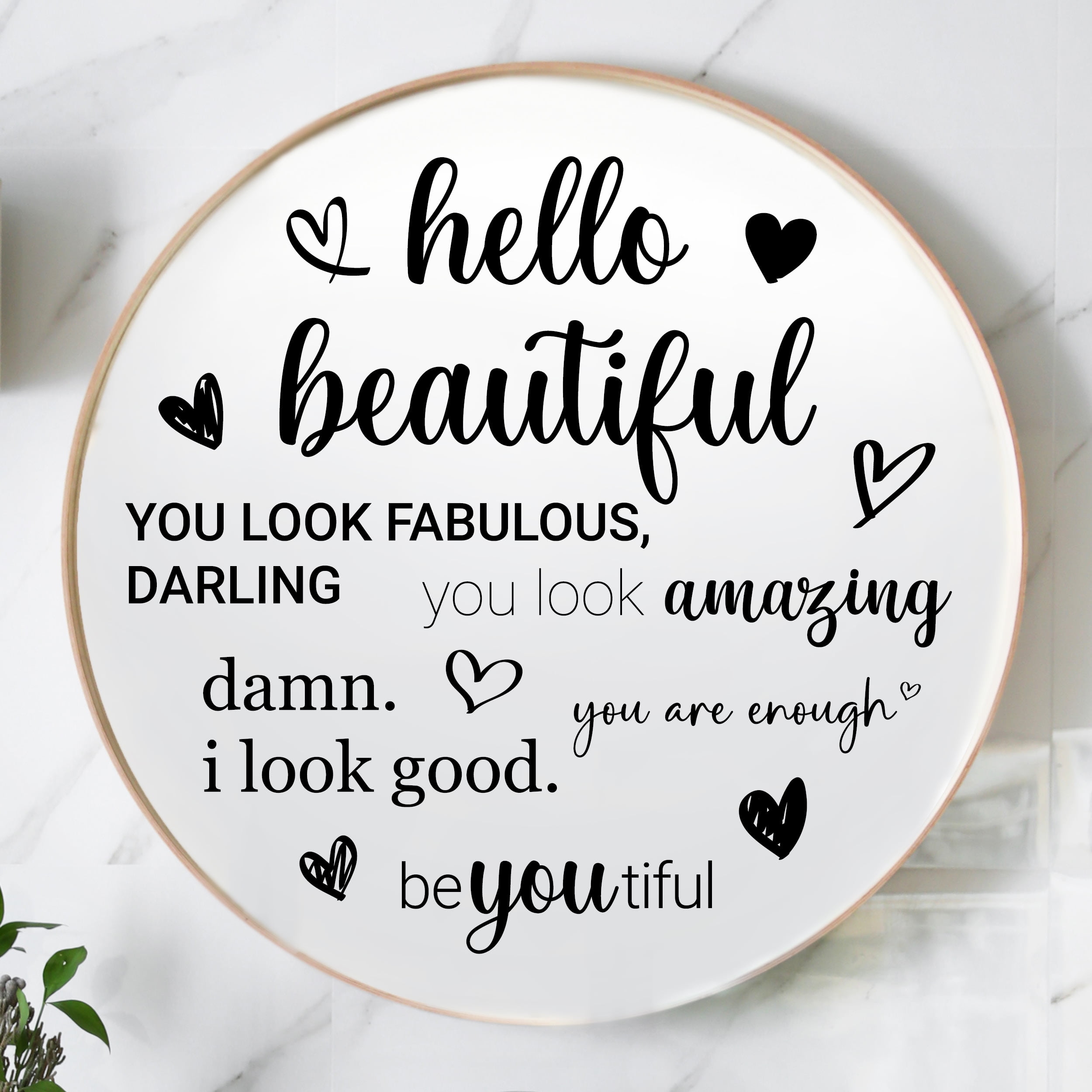 Affirmation Mirror Decals - Set of 6 Black Vinyl Quotes You Look ...