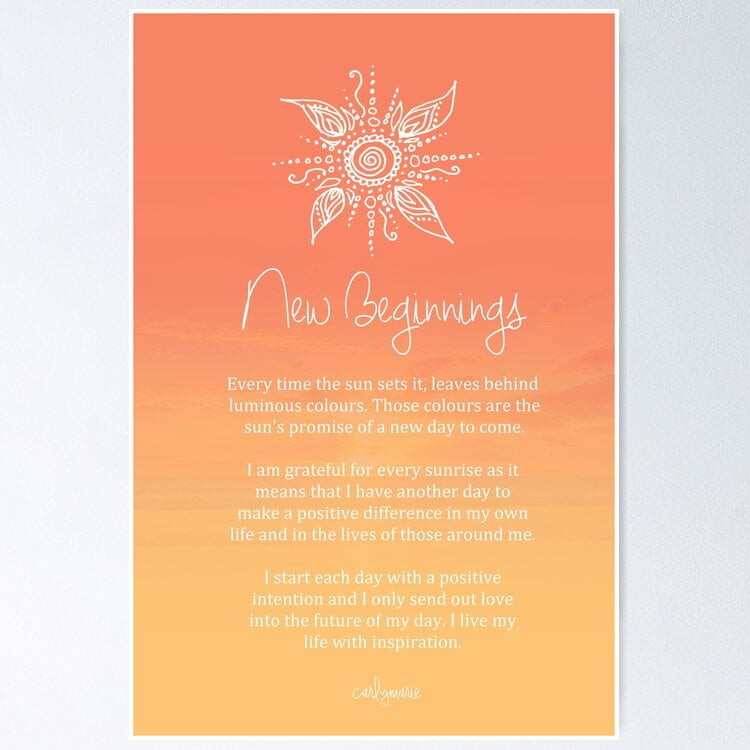 Affirmation - New Beginnings Poster- Unframed Poster | Wall Art ...