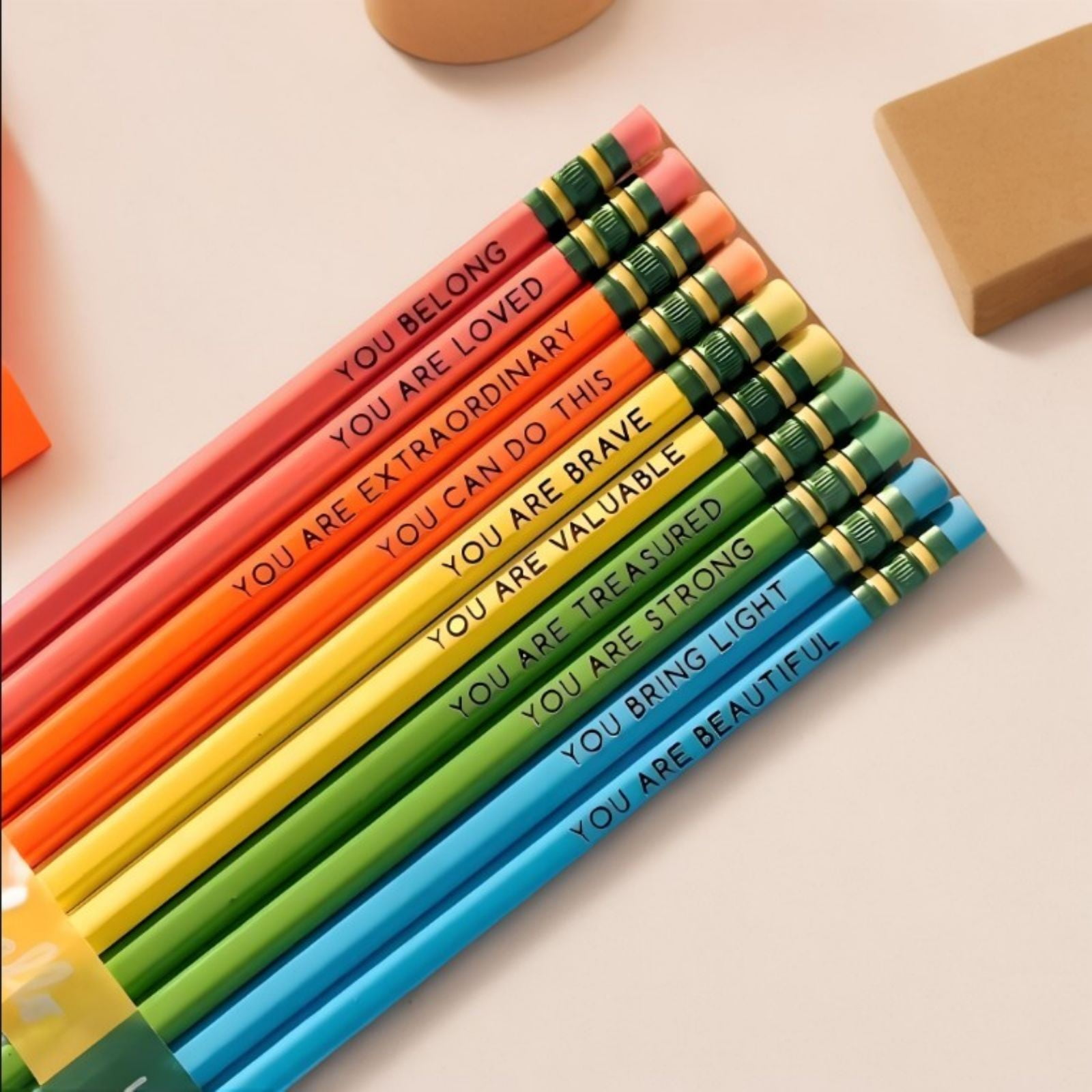 Affirmation Pencil Set Inspirational Praise Cute Pencil Proverbs Eraser ...