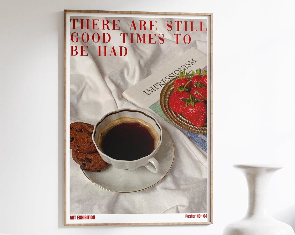 Affirmation Poster, 70S Wall Print, Red Wall Art, Newspaper Poster ...