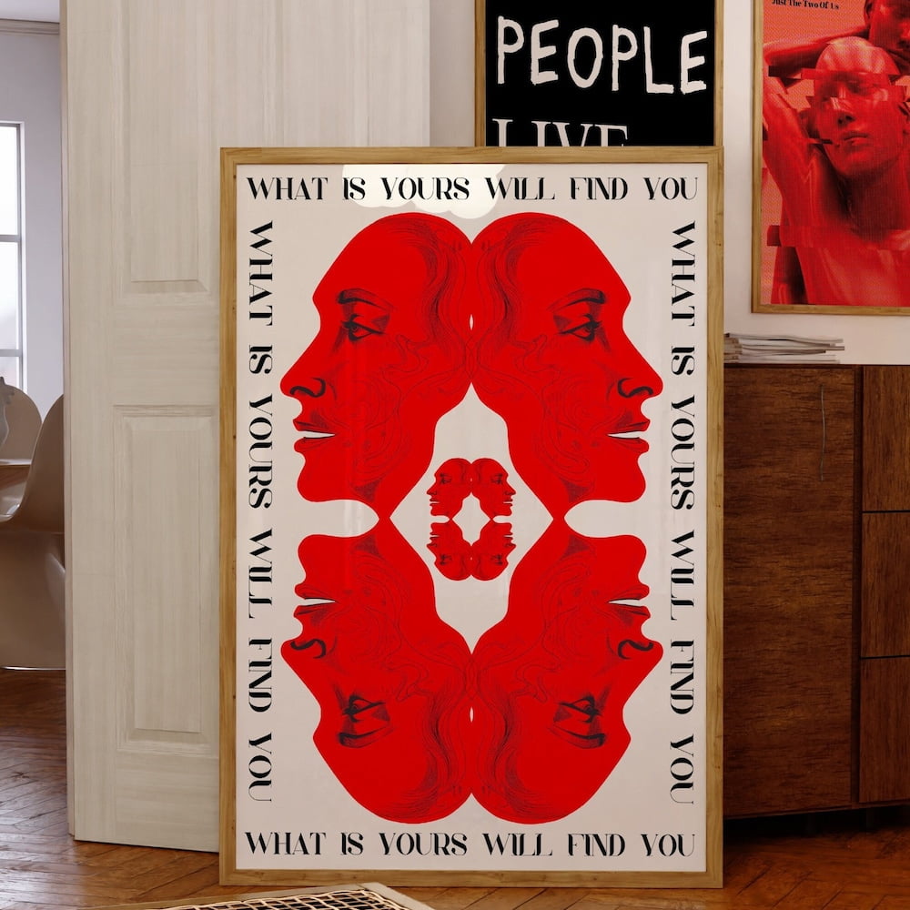 Affirmation Poster, 70S Wall Print, Red Wall Art, Newspaper Poster ...