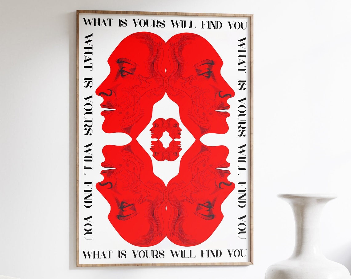 Affirmation Poster, 70S Wall Print, Red Wall Art, Newspaper Poster ...