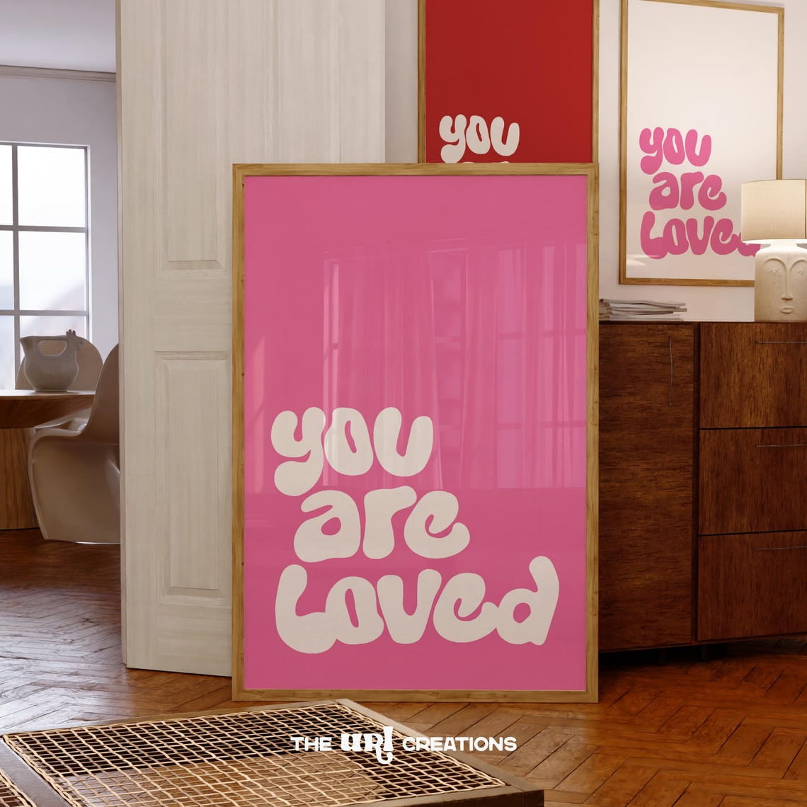 Affirmation Poster Pink You Are Loved Prints Inspirational Wall Art ...