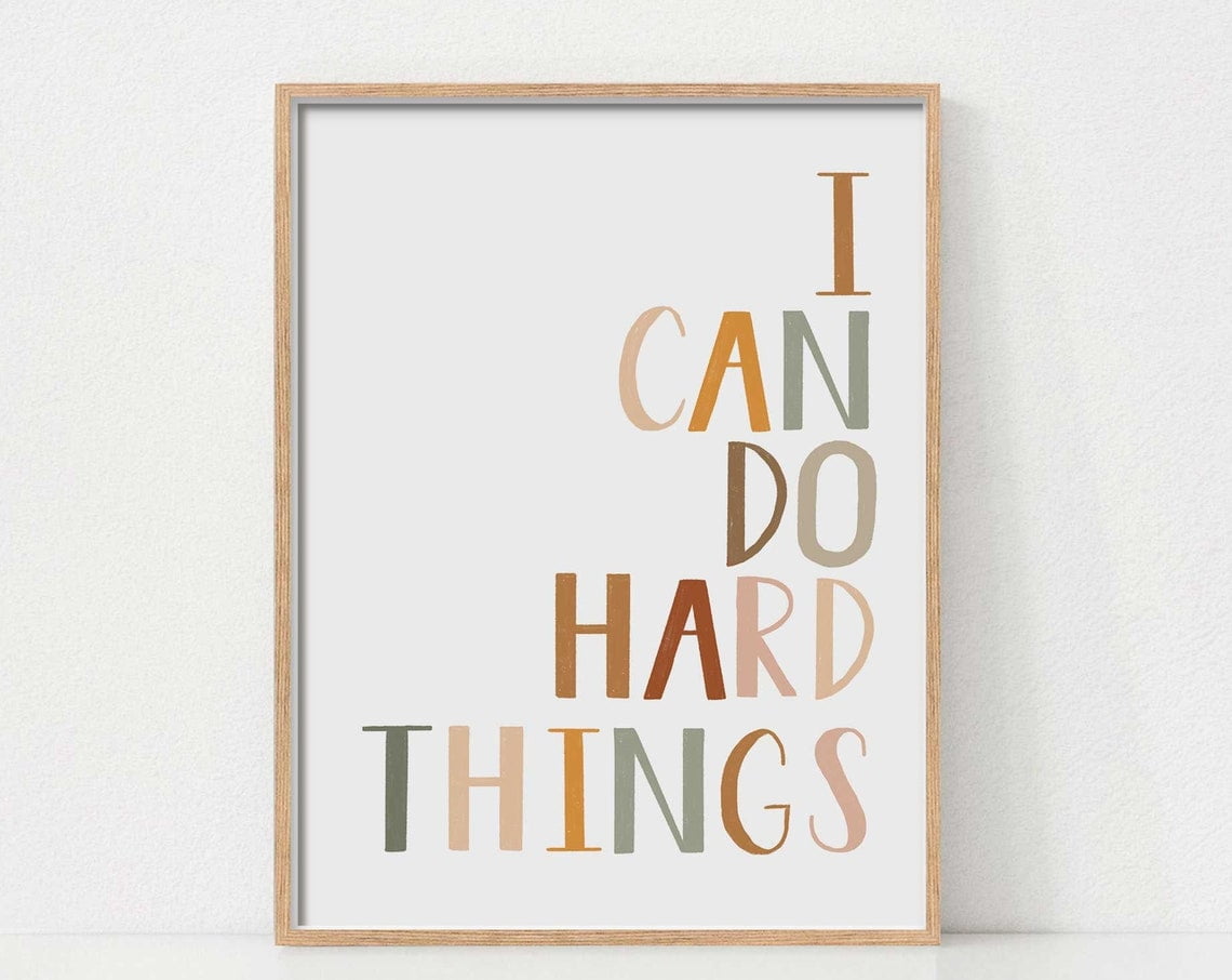 Affirmation Print For Kids, I Can Do Hard Things, Inspirational Nursery ...