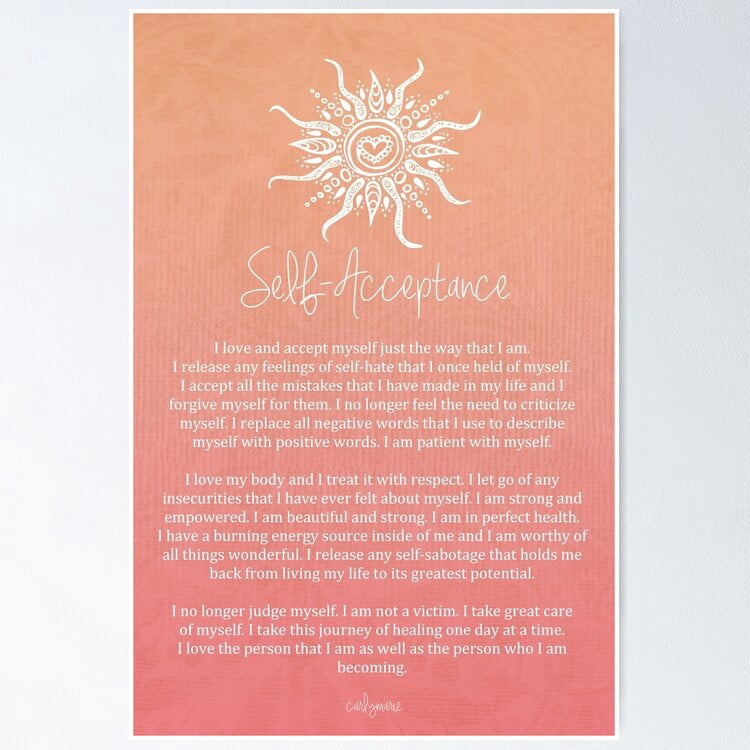 Affirmation - Self-Acceptance Poster- Unframed Poster | Wall Art ...