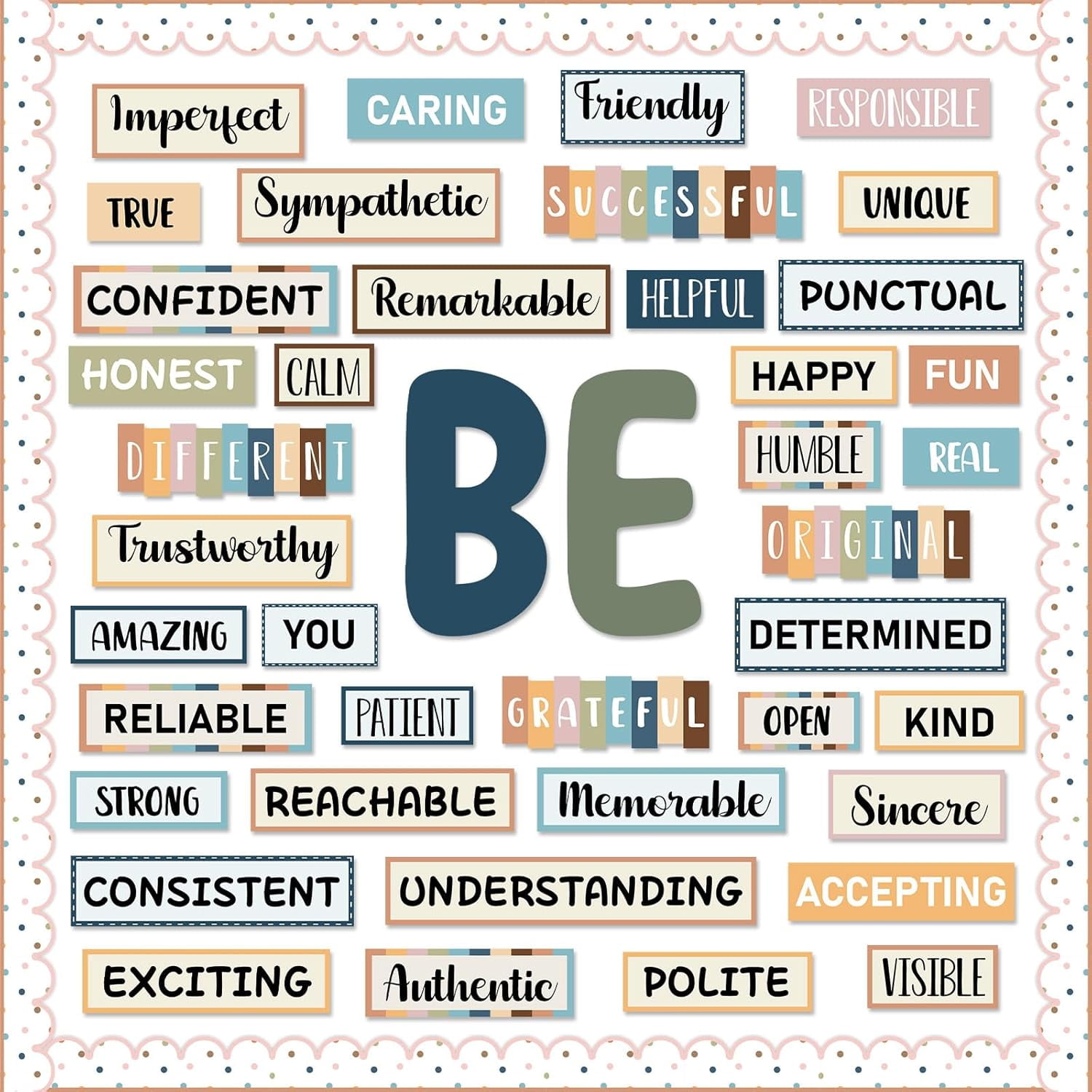 Affirmation Station Boho Be Bulletin Board Set Colorful Motivational ...