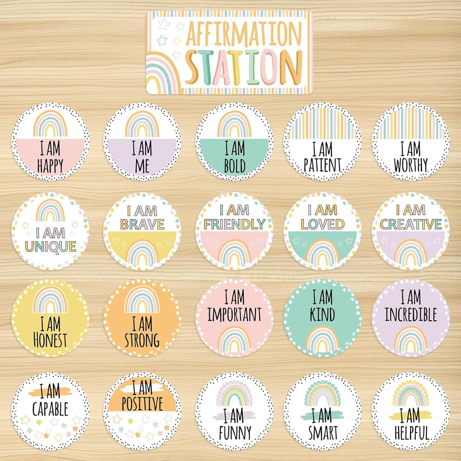 Affirmation Station Classroom Bulletin Board Set, Positive Pastel ...