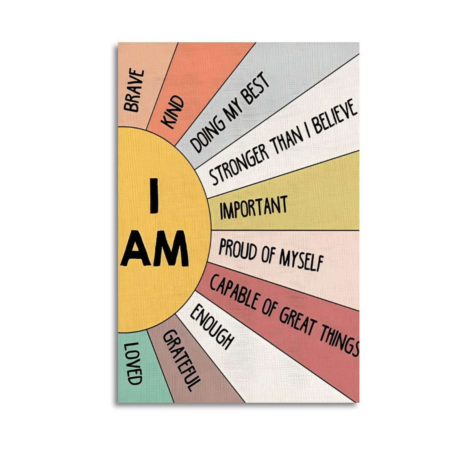 Affirmation Wall Art for Nursery Classroom Kids Bedroom, I Am Kind I Am ...