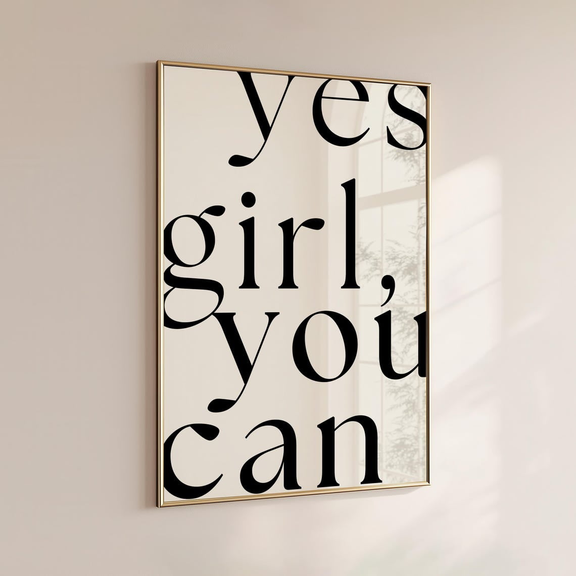Affirmation Wall Art, Yes Girl You Can, Minimalist Home Decor, Trendy ...