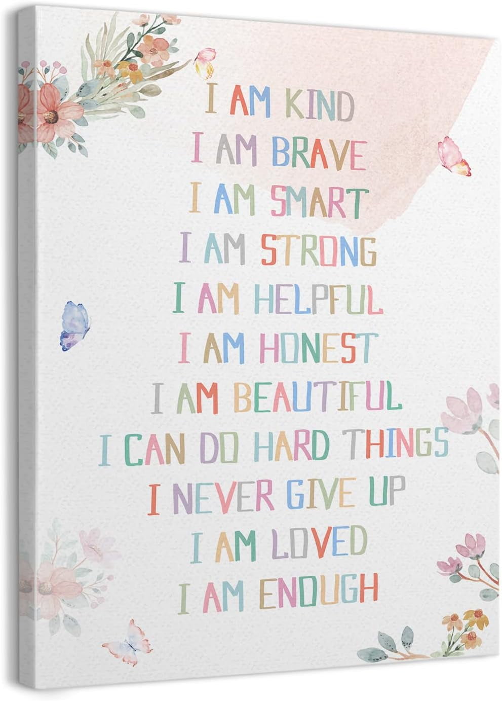 Affirmation Wall Decor,I Am Kind Smart Brave Inspirational Framed ...