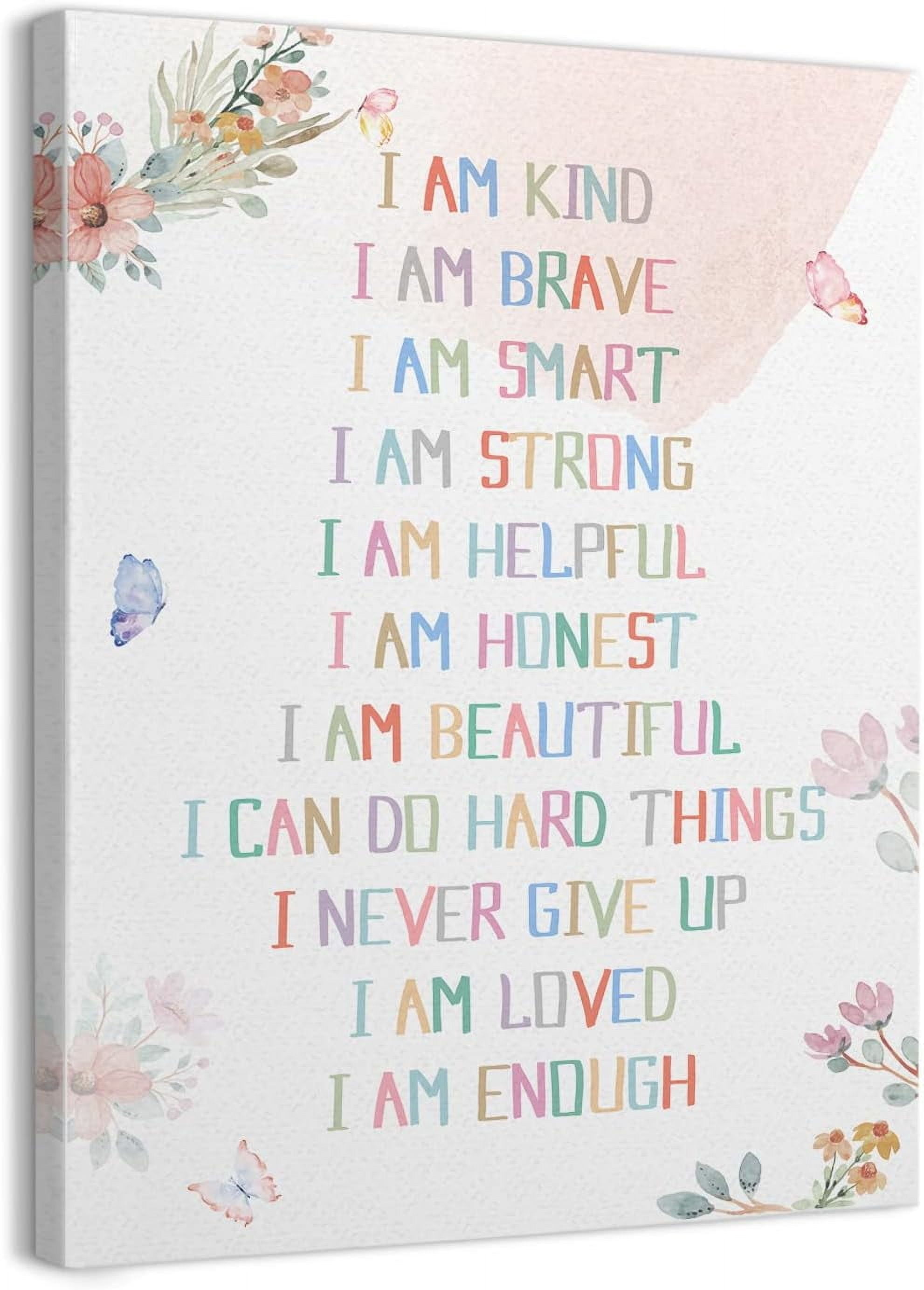 Affirmation Wall Decor,I Am Kind Smart Brave Inspirational Framed ...