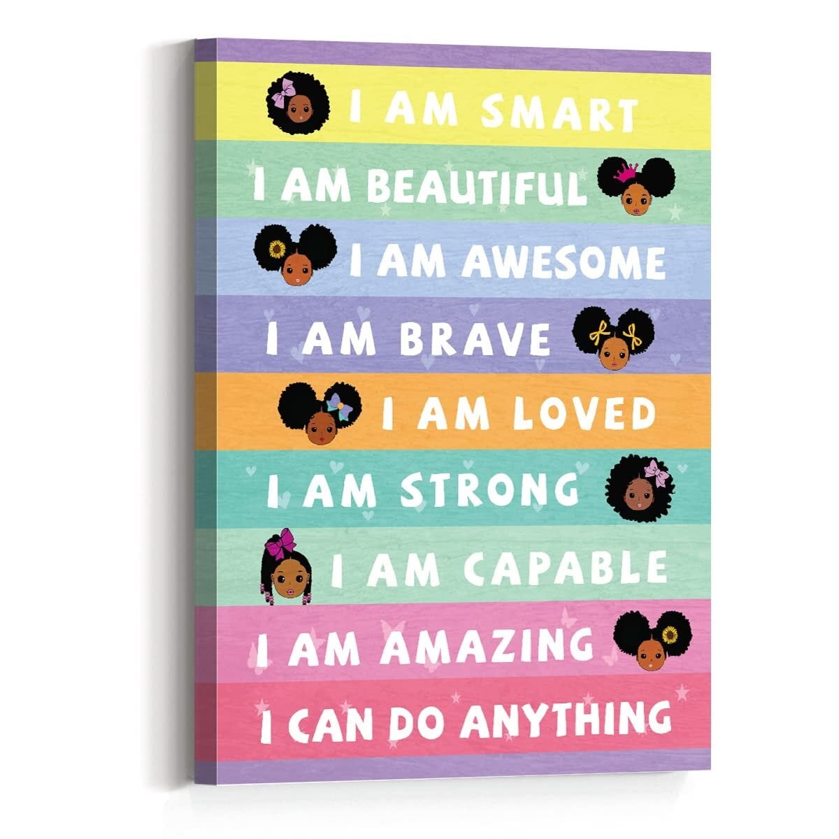 Affirmation Wall Decor,I Am Smart Black Girl Affirmation Inspirational ...