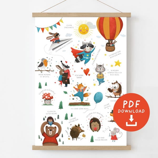Affirmation posters children to print | mats A4, A3, A2 | PDF, Unframed ...