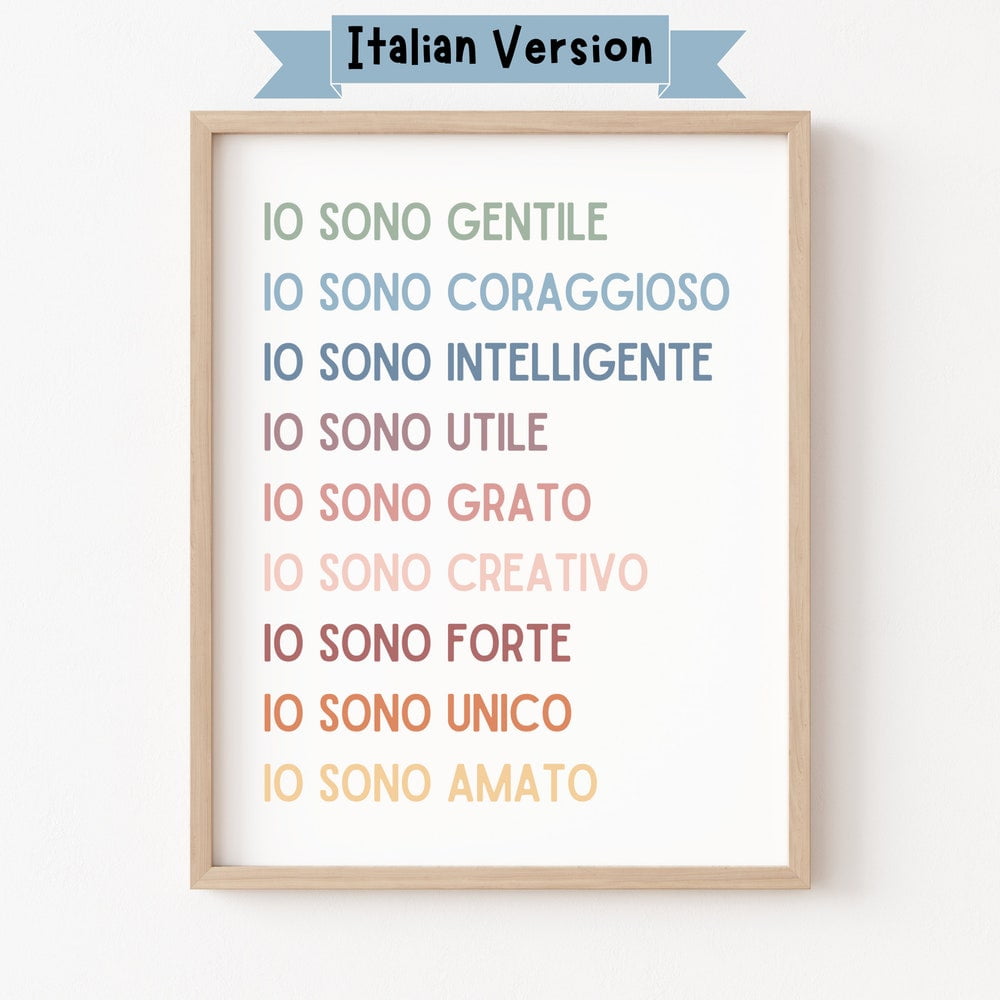 Affirmations For Kids In Italian Italian Classroom Bilingual ...