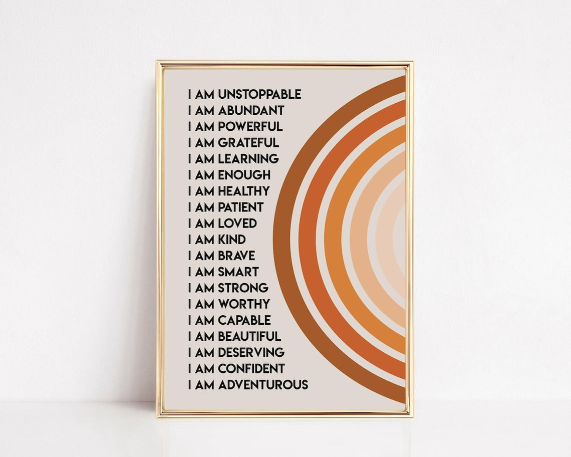 Affirmations Print Wall Art Affirmations For Nursery Decor Homeschool ...