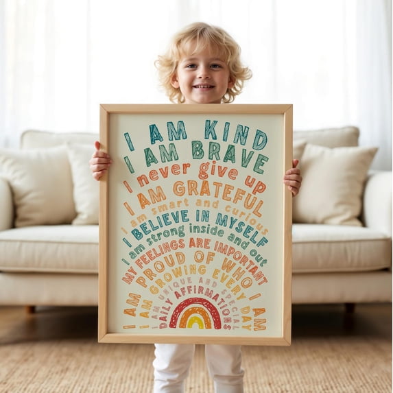 Affirmations Wall Art Rainbow Inspirational Nursery Positive ...