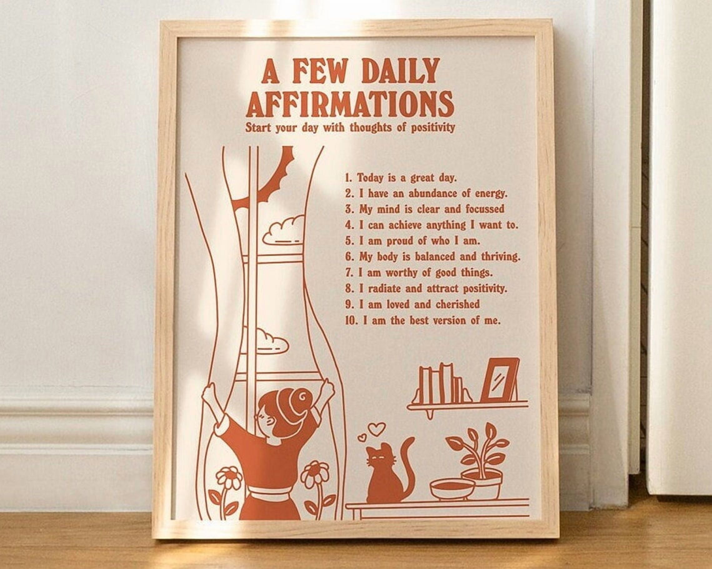 Affirmations Wall Print Positive Affirmations Poster Trendy 70S Print ...