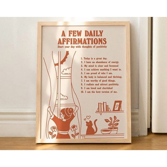 Affirmations Wall Print Positive Affirmations Poster Trendy 70S Print ...
