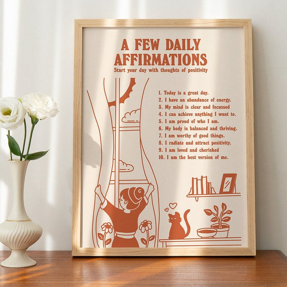 Affirmations Wall Print Positive Affirmations Print Retro Wall Decor ...