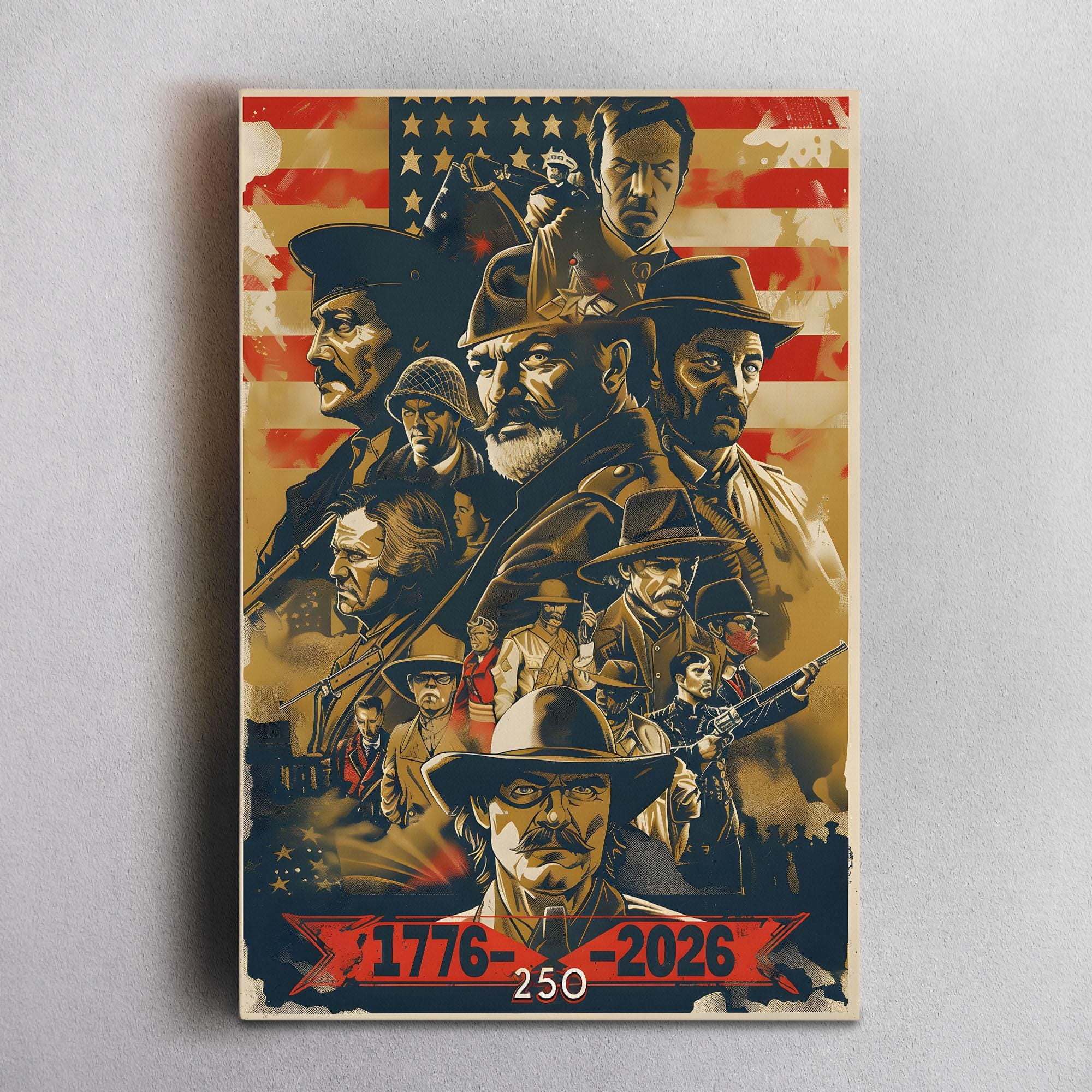 Affixzi 250 Years USA Poster, Vintage Historic Characters Print, 4th of ...