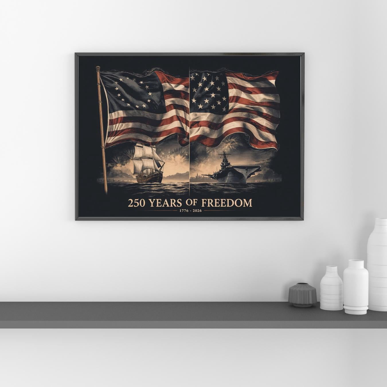 Affixzi 250 Years of Freedom, 1776–2026 Patriotic American Flag Poster ...