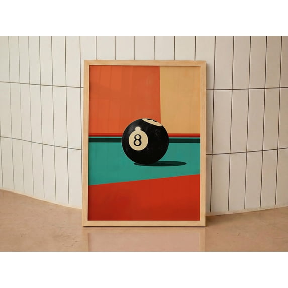 Affixzi 8 Ball Print Retro Wall Art Mid Century Modern Pool Decor ...