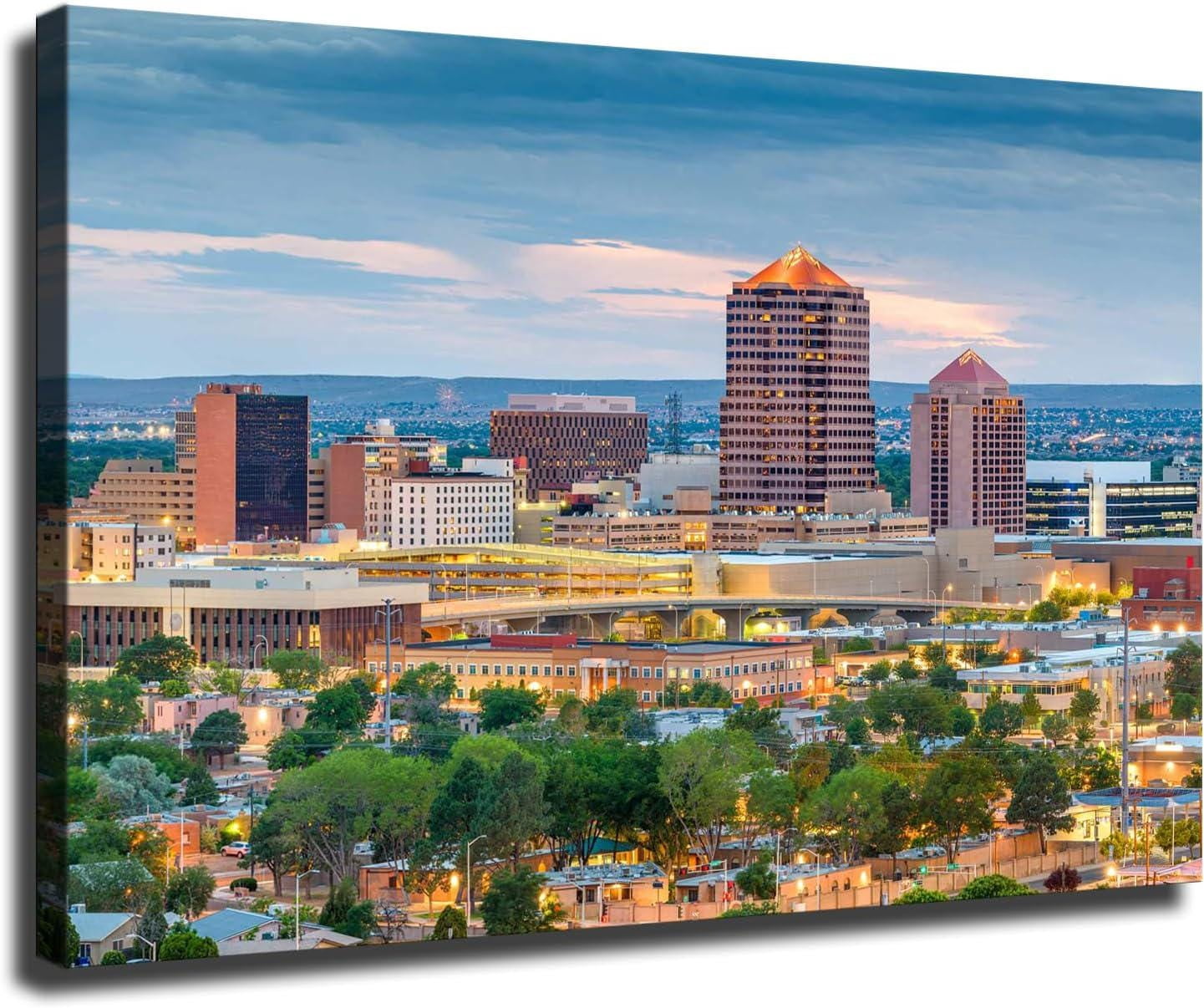 Affixzi Albuquerque Skyline Canvas Print, New Mexico Cityscape Wall Art ...
