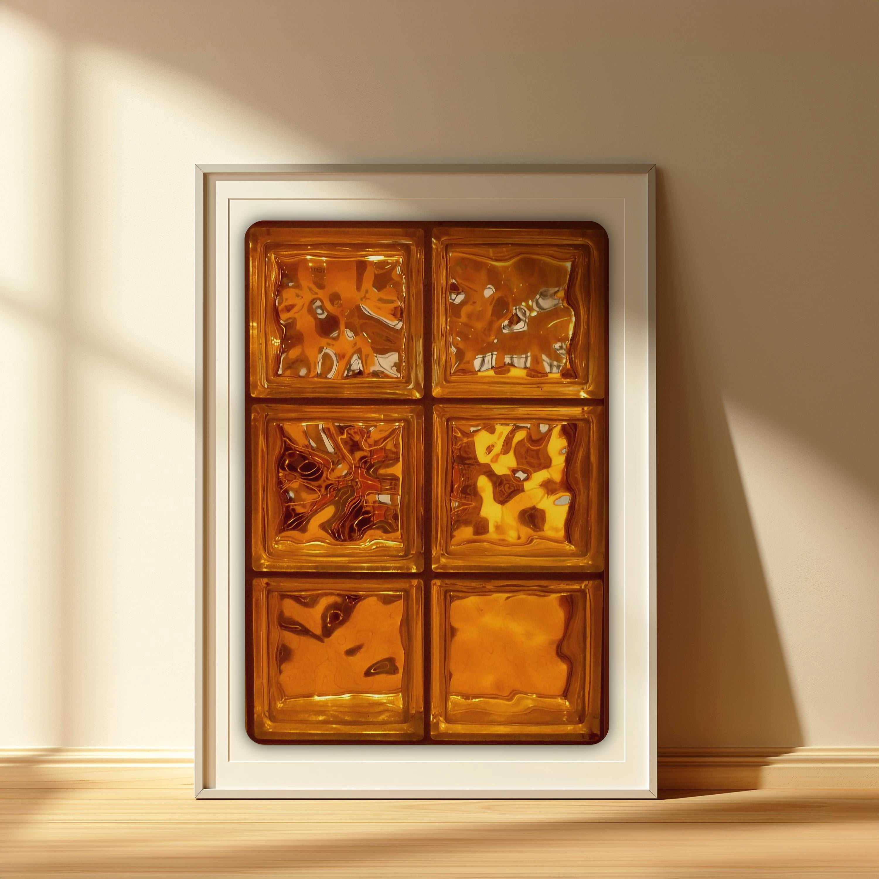 Affixzi Amber Glass Wall Art Print - Modern Abstract Poster with Warm ...