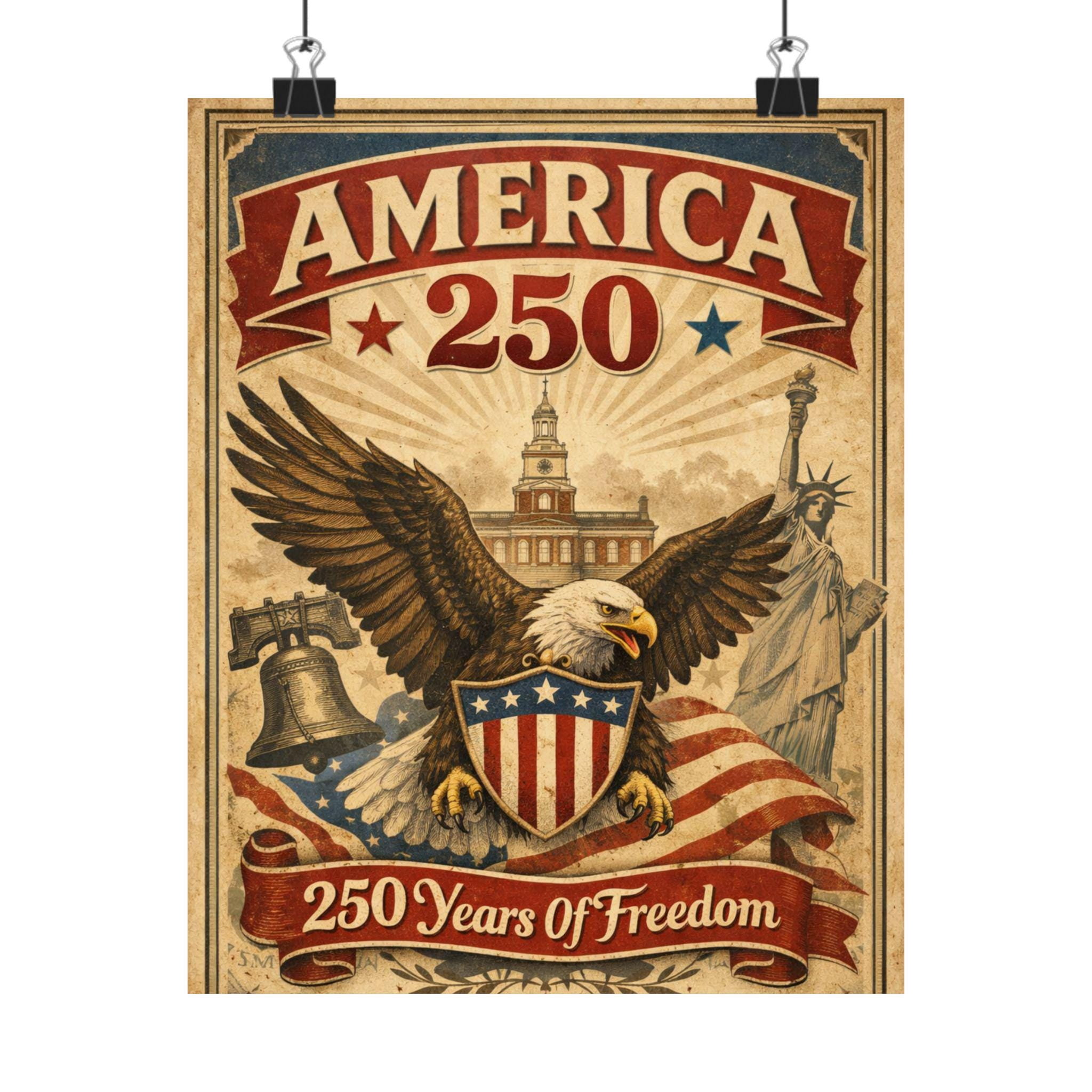 Affixzi America 250 1776 to 2026 Matte Vertical Poster, Patriotic Wall ...