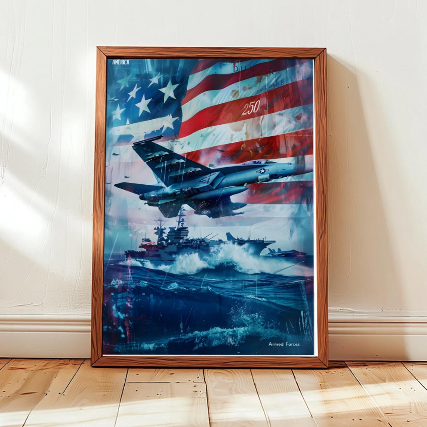 Affixzi America 250 Armed Forces Patriotic Poster, USA Military Tribute ...