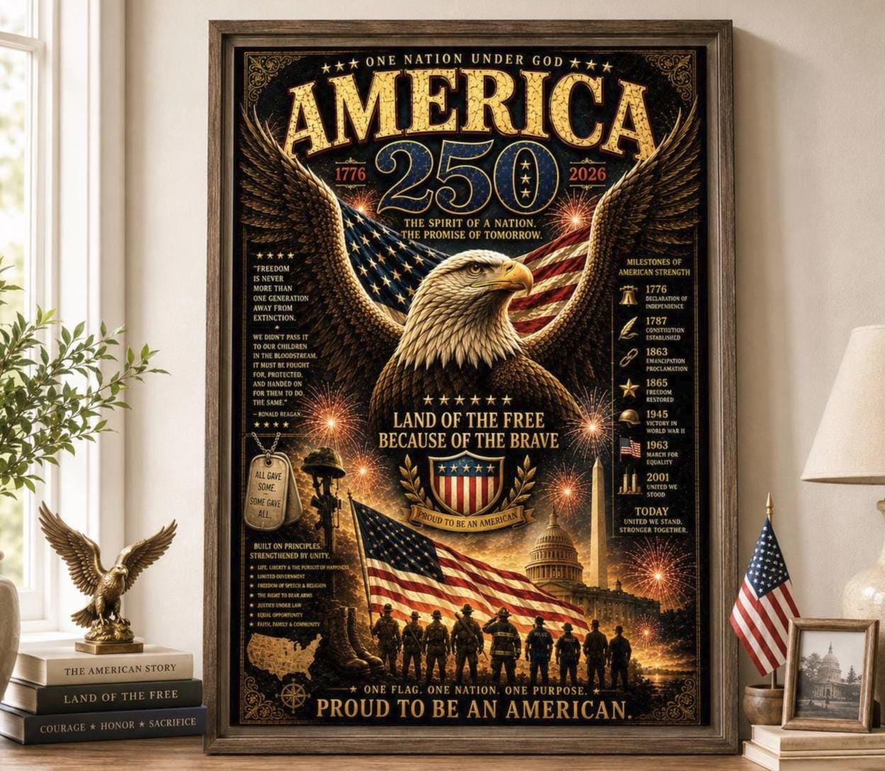 Affixzi America 250 Poster #1 - Patriotic USA Eagle Wall Art, American ...