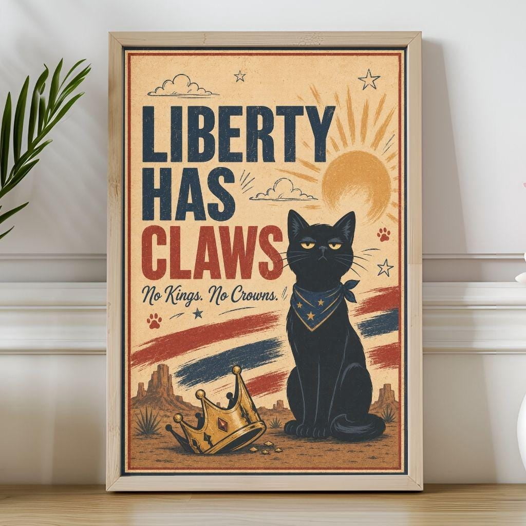 Affixzi American Cat Lover Gift, Liberty Has Claws Poster, No Crowns ...