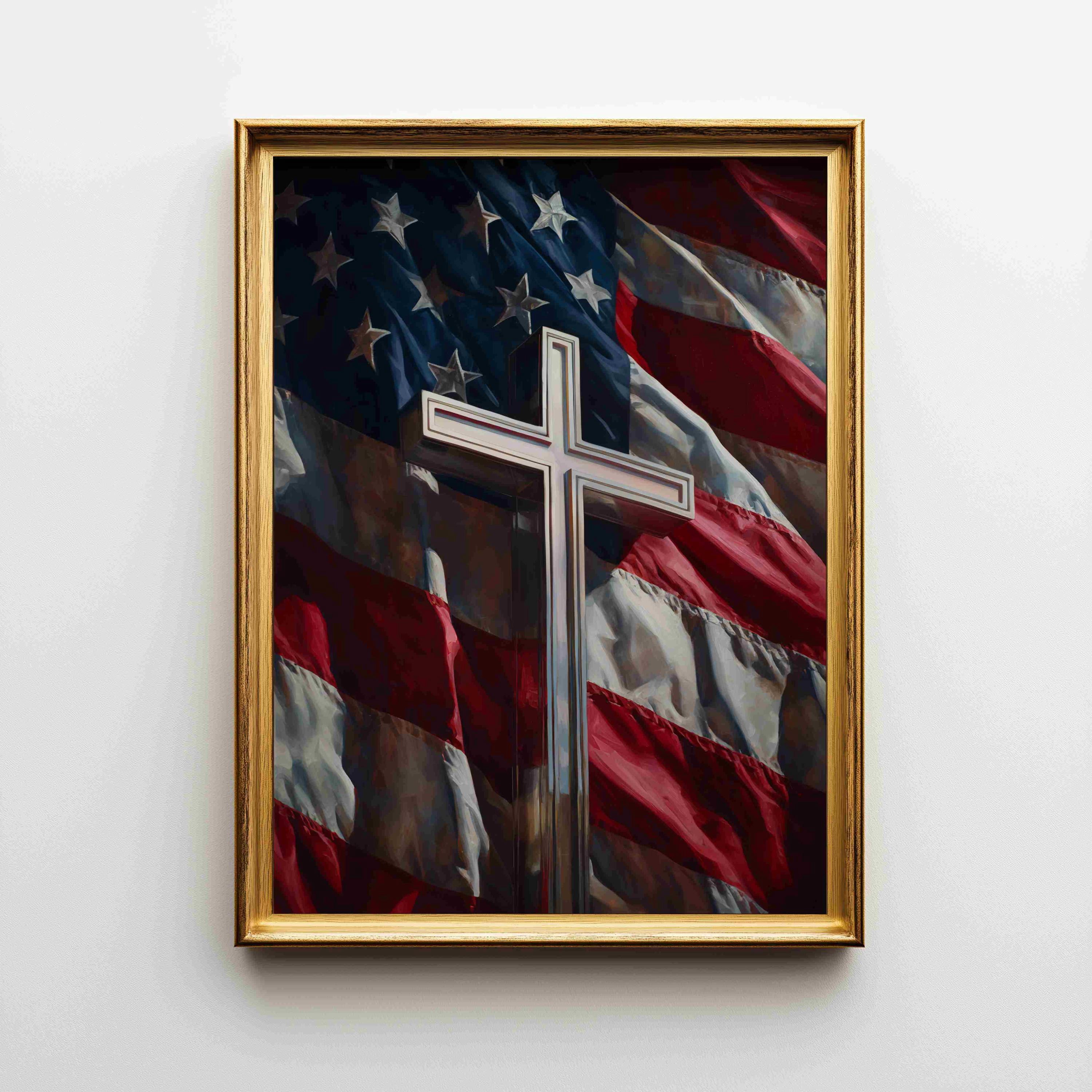 Affixzi American Flag Religious Wall Art | Christian Home Decor Poster ...