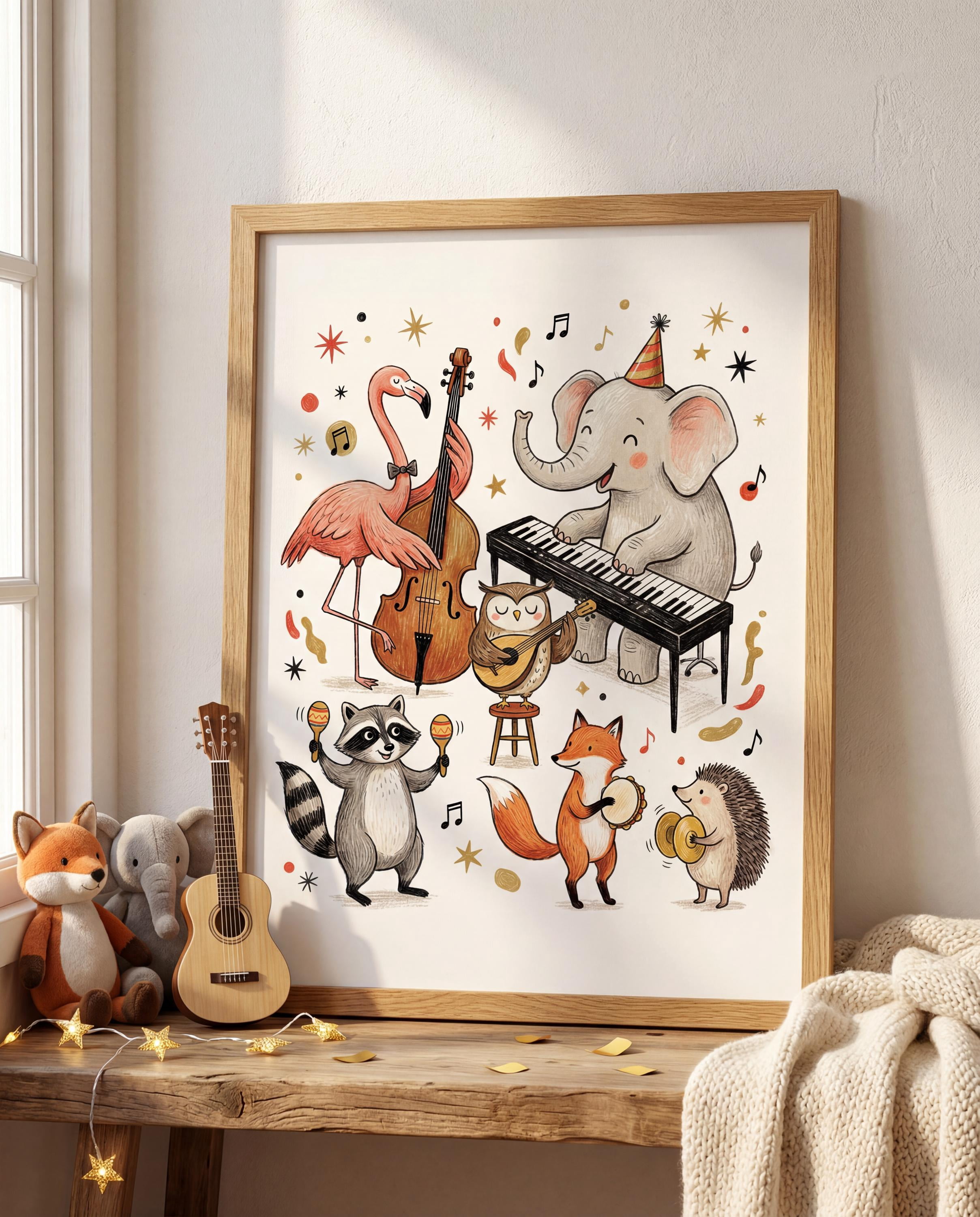 Affixzi Animal Band Music Print Whimsical Wall Art Cute Nursery Poster ...